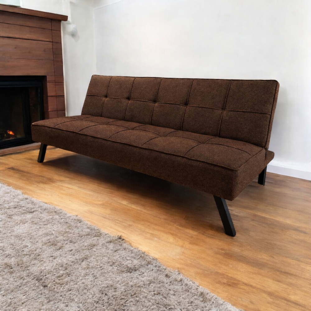 FUTTON CAMA COLOR BROWN TELA LINO -BAO- Muebles MyH